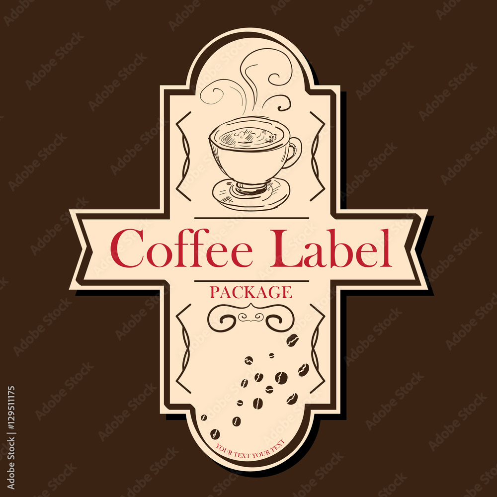 coffee drawing label coffee drawing label Stock Vector | Adobe Stock