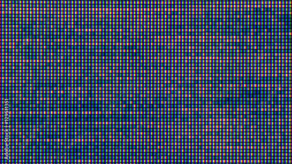 Closeup LED diode of LED TV, LED monitor screen display panel. Colorful ...