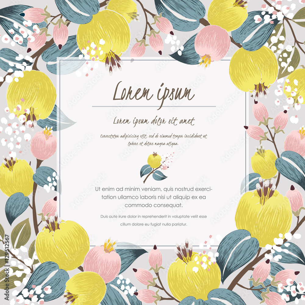 Vector illustration of a beautiful floral border with spring flowers ...