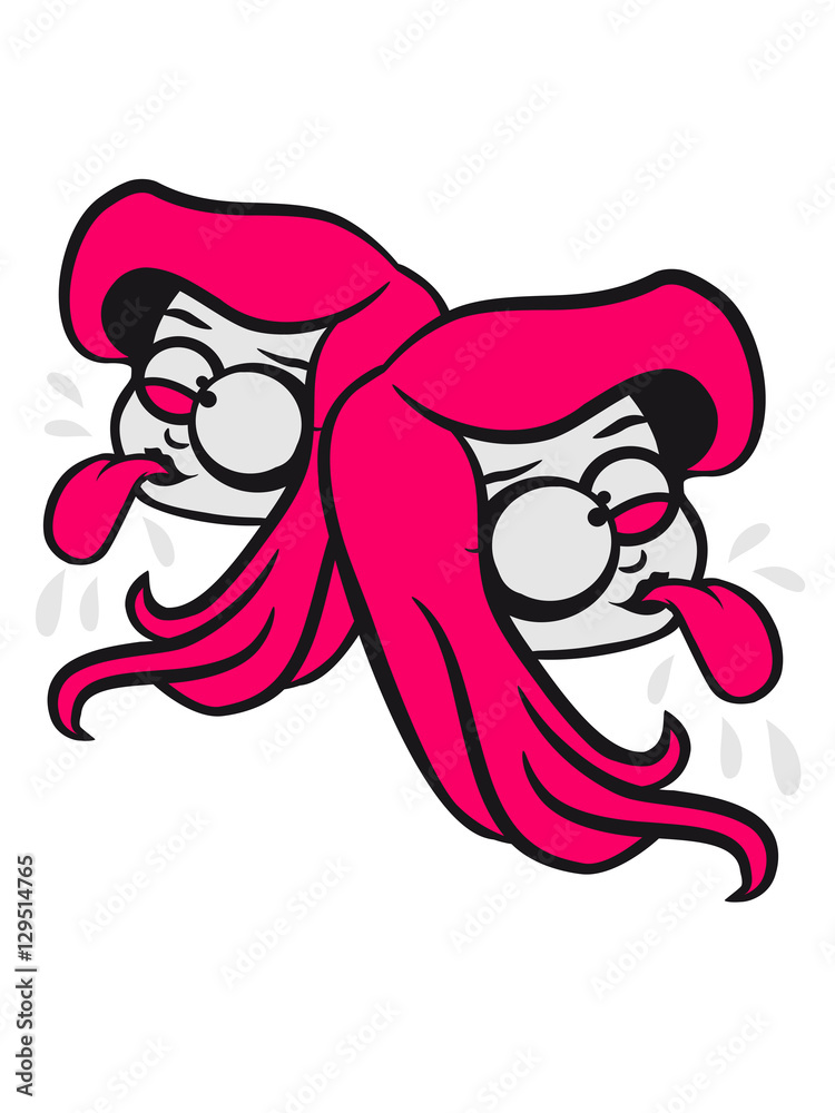 Girlfriends Team 2 Party Crew Tongue Out Comic Cartoon Woman Female