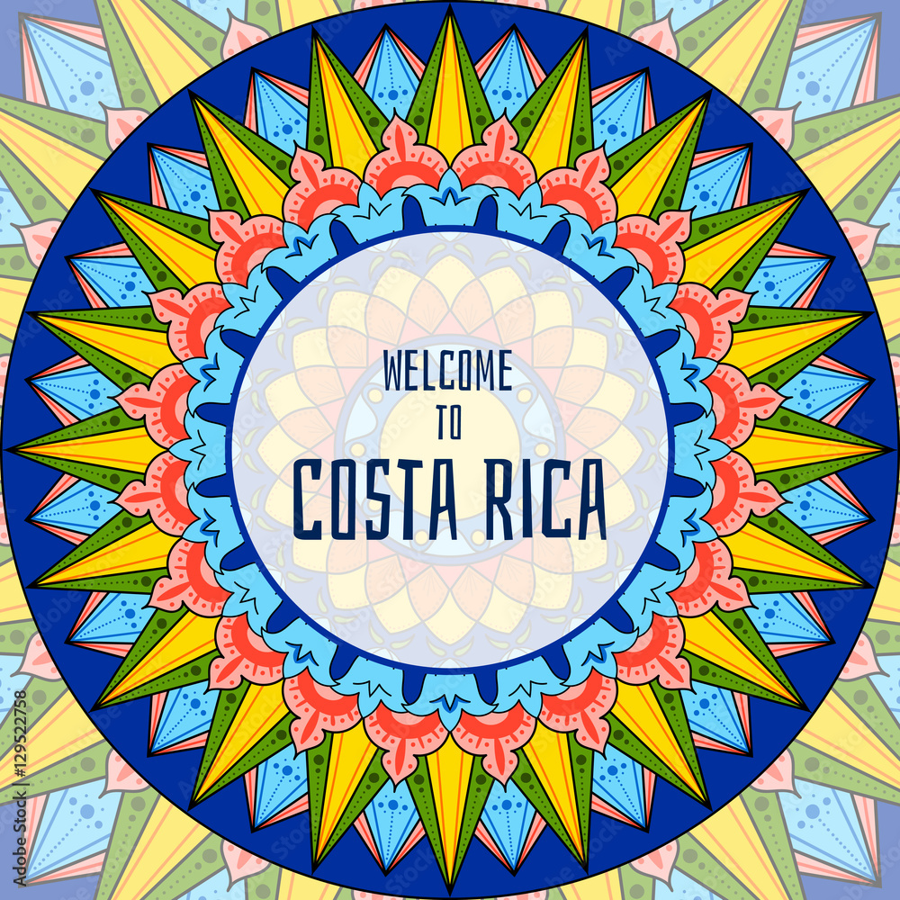 Welcome to Costa Rica illustration vector. Decorated coffee carreta ...