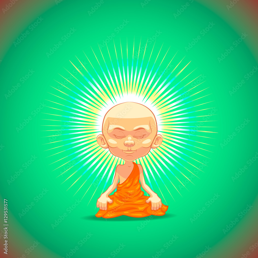 Meditating. Monk. Little meditating monk. Vector cartoon illustration ... Meditating. Monk. Little meditating monk. Vector cartoon illustration ...