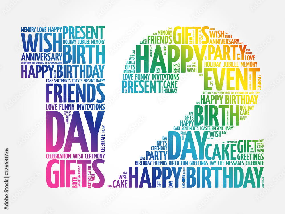 Happy 12th birthday word cloud collage concept Stock Vector | Adobe Stock