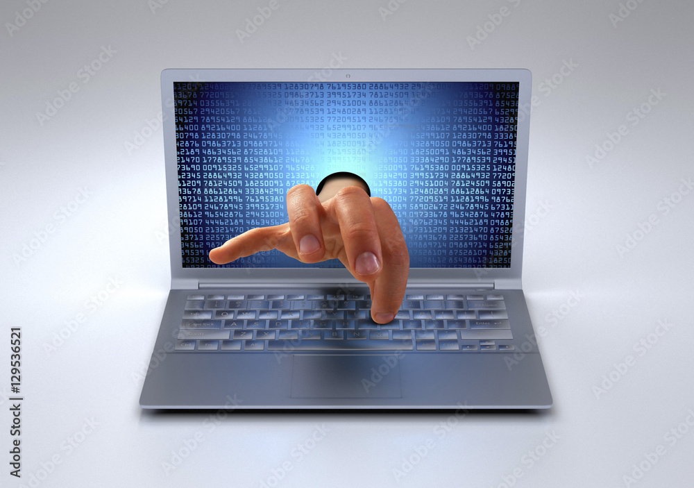 phishing hand computer monitor Stock Photo | Adobe Stock