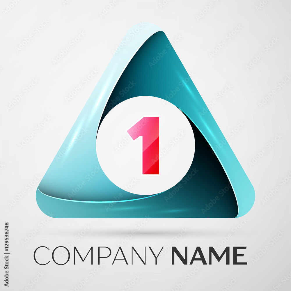 Number one vector logo symbol in the colorful triangle on grey ...