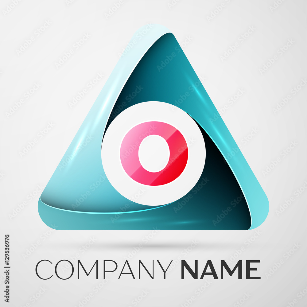 Letter O vector logo symbol in the colorful triangle on grey background ...
