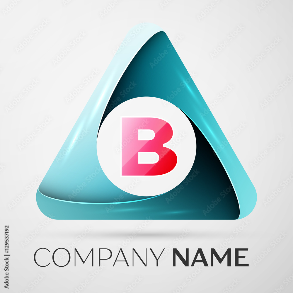 Letter B vector logo symbol in the colorful triangle on grey background ...