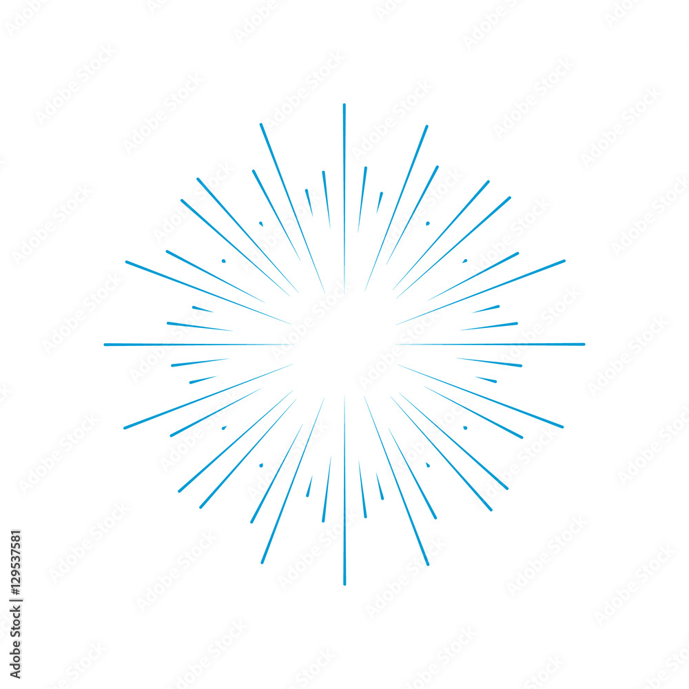 Rays radiating from a center. Linear drawing of rays of the sun. Design ...