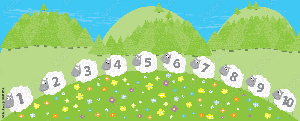 maths sheep with numbers 1 - 10 / educational illustration Stock Vector ...