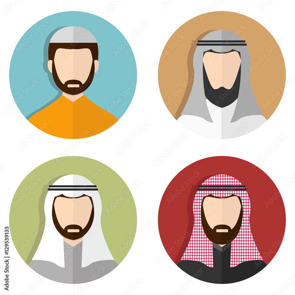 Middle Eastern Arabic Men, Muslim avatar People Icons Stock Vector ...