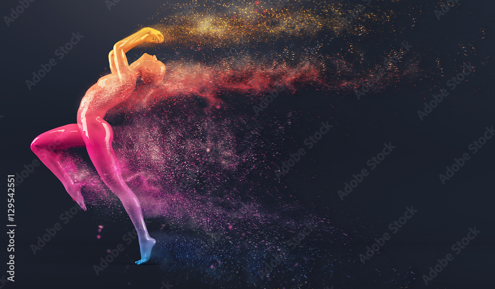 Abstract colorful plastic human body mannequin figure with scattering ...