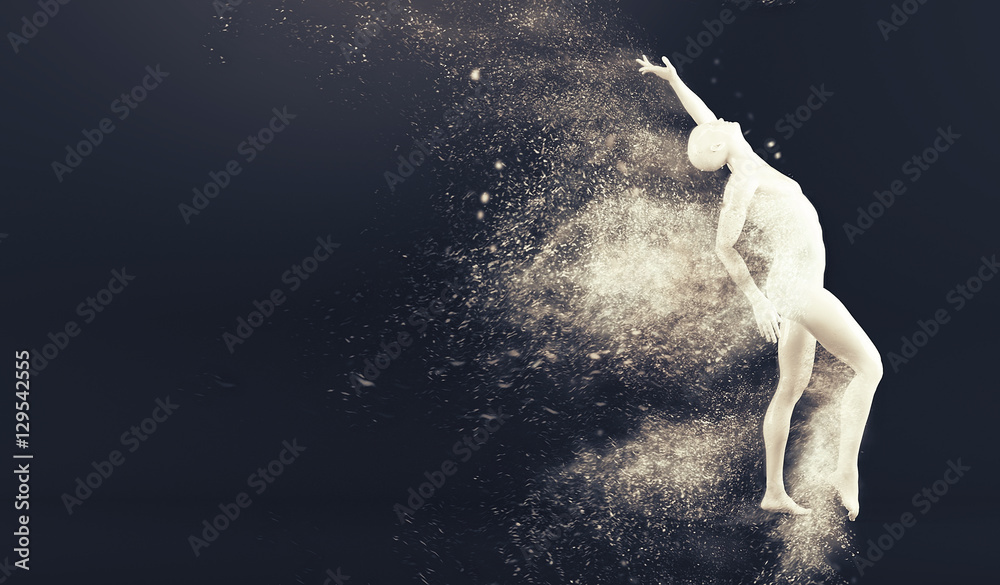 Abstract white plastic human body mannequin figure with scattering ...