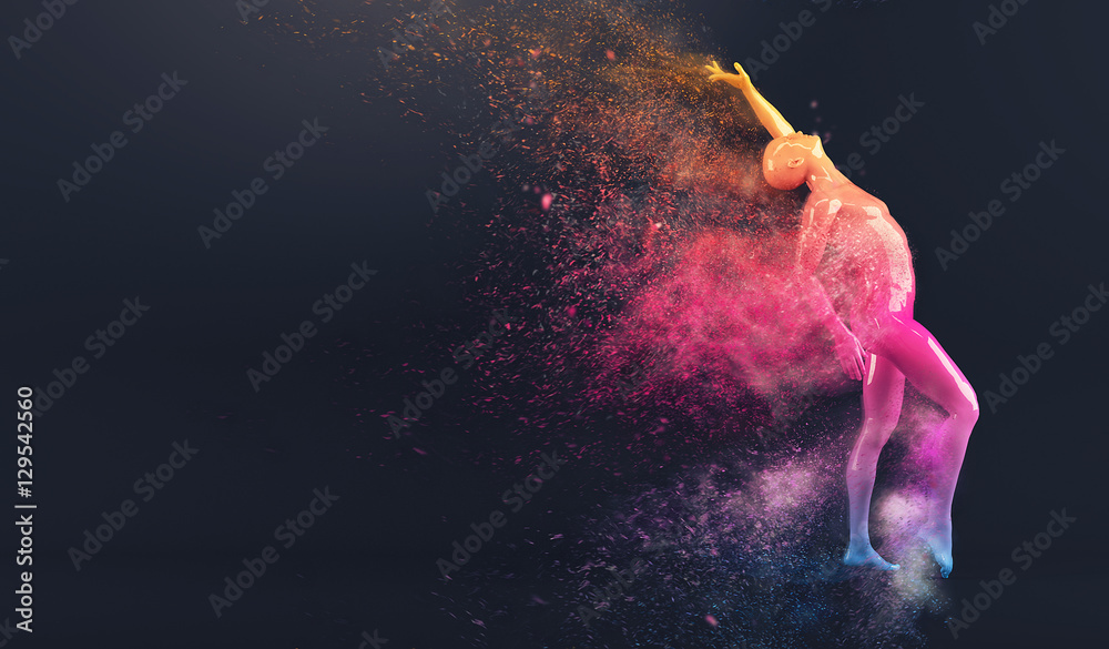 Abstract colorful plastic human body mannequin figure with scattering ...