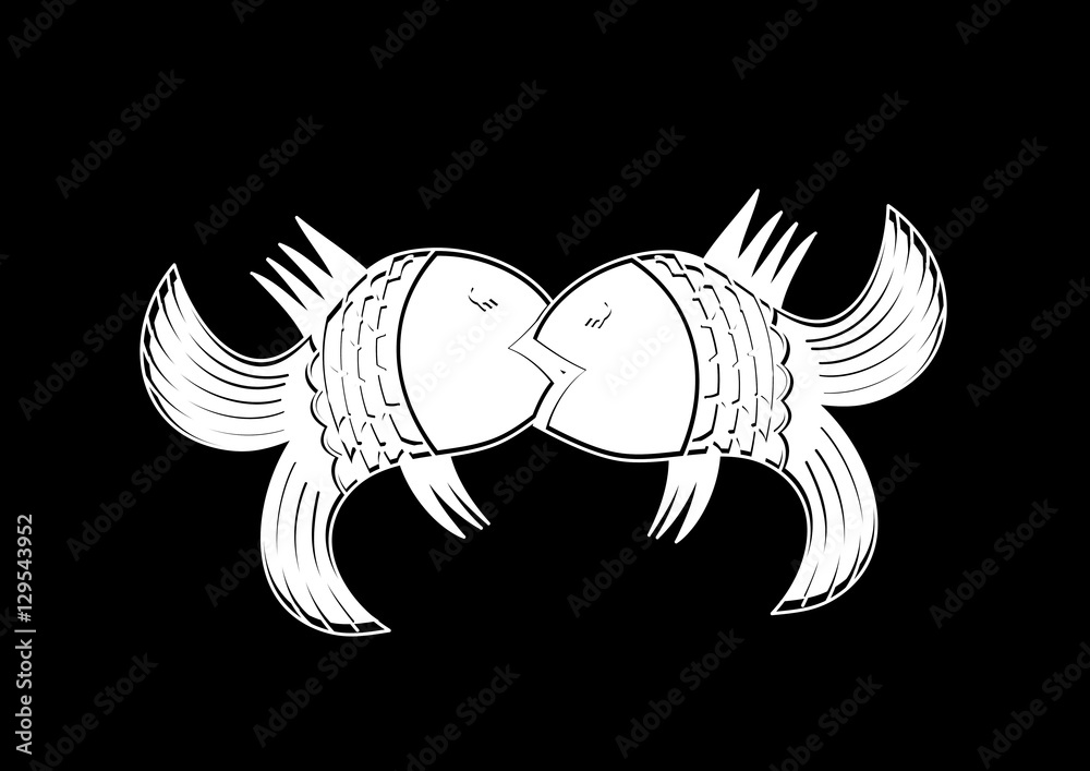 Kissing fish. Vector illustration Stock Vector | Adobe Stock