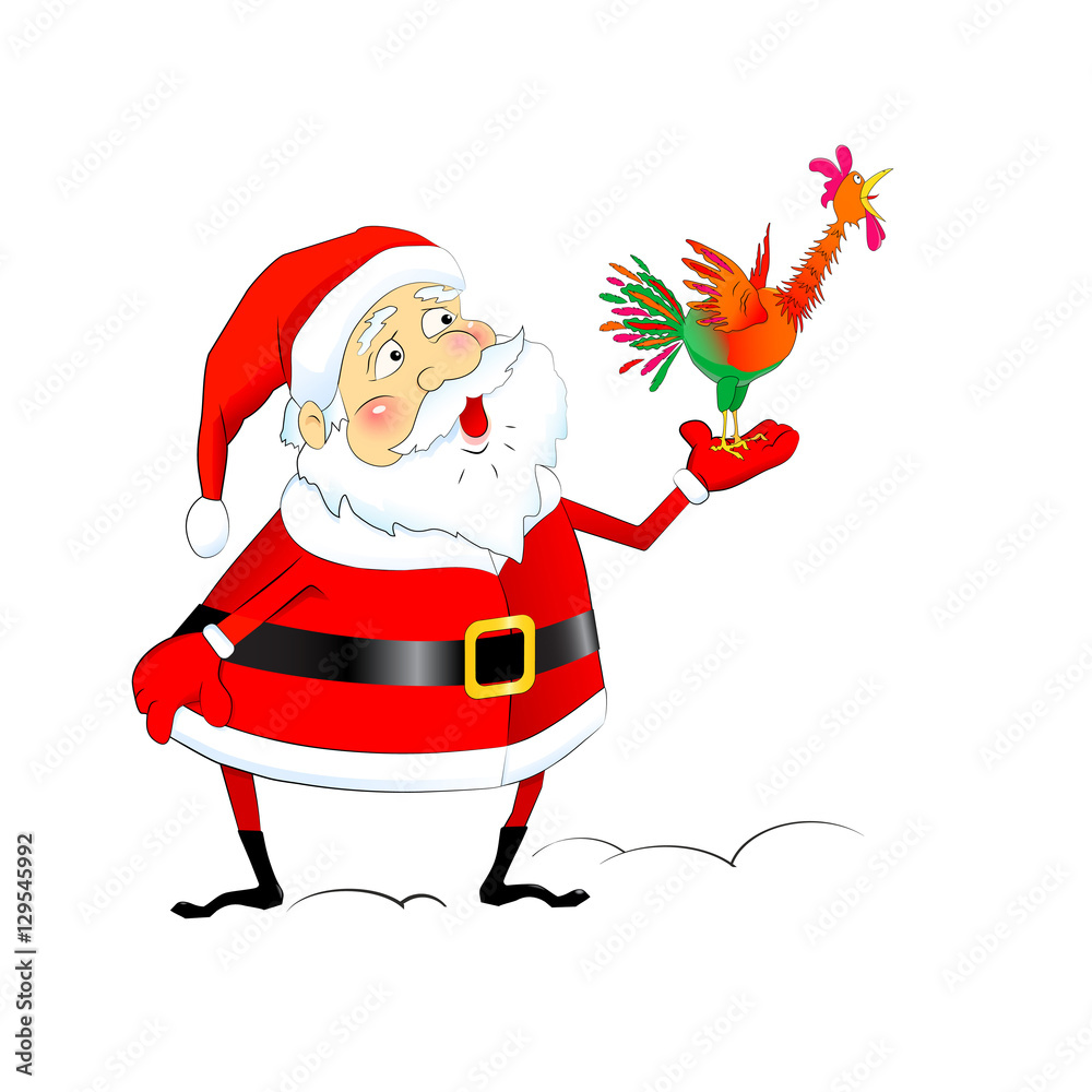 Santa Claus with cock Stock-Illustration | Adobe Stock