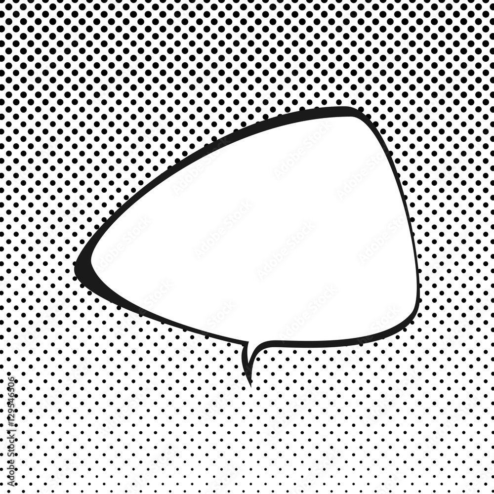 Triangular Speech Bubble on White Background with Black Dots , Halftone ...