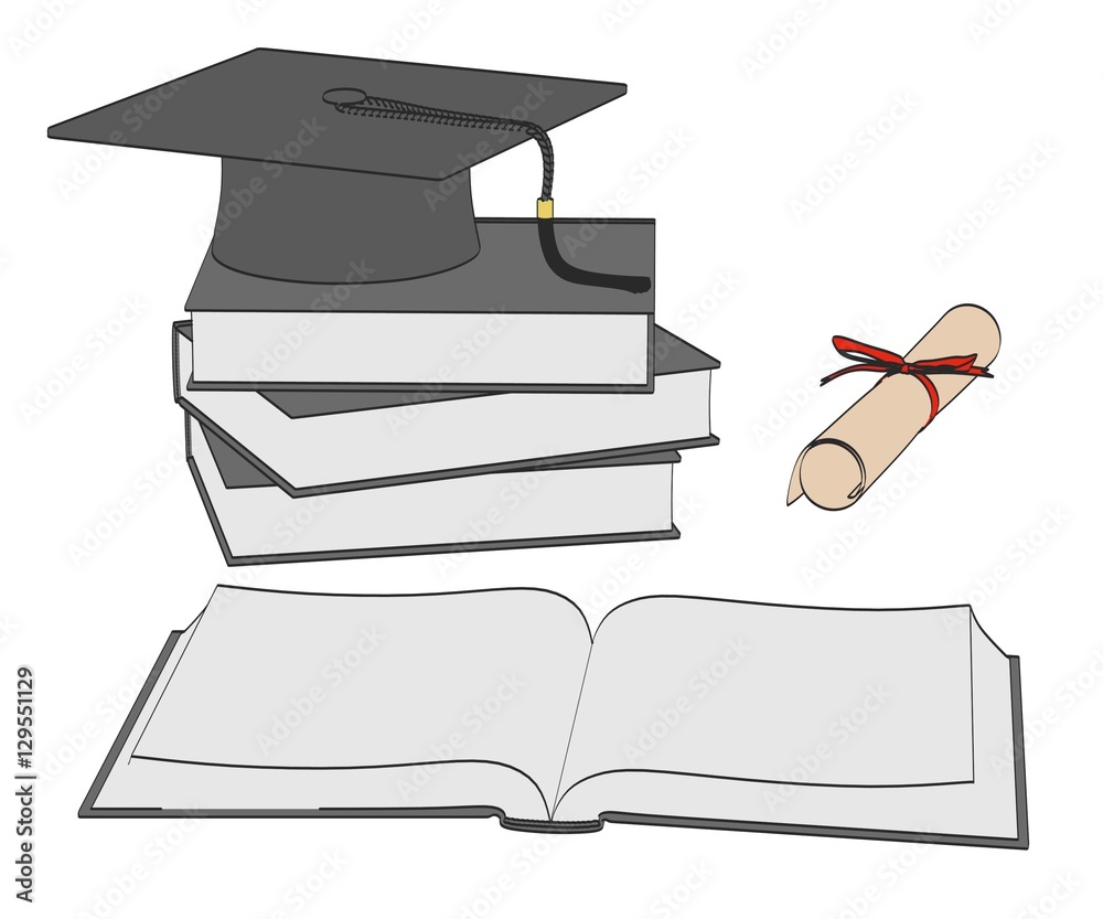 2d cartoon illustration of graduation set Stock Illustration | Adobe Stock