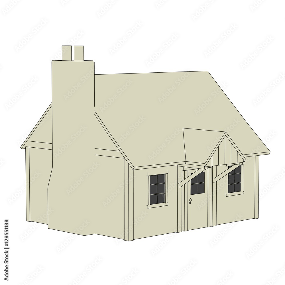 2d cartoon illustration of wooden cottage Stock Illustration | Adobe Stock