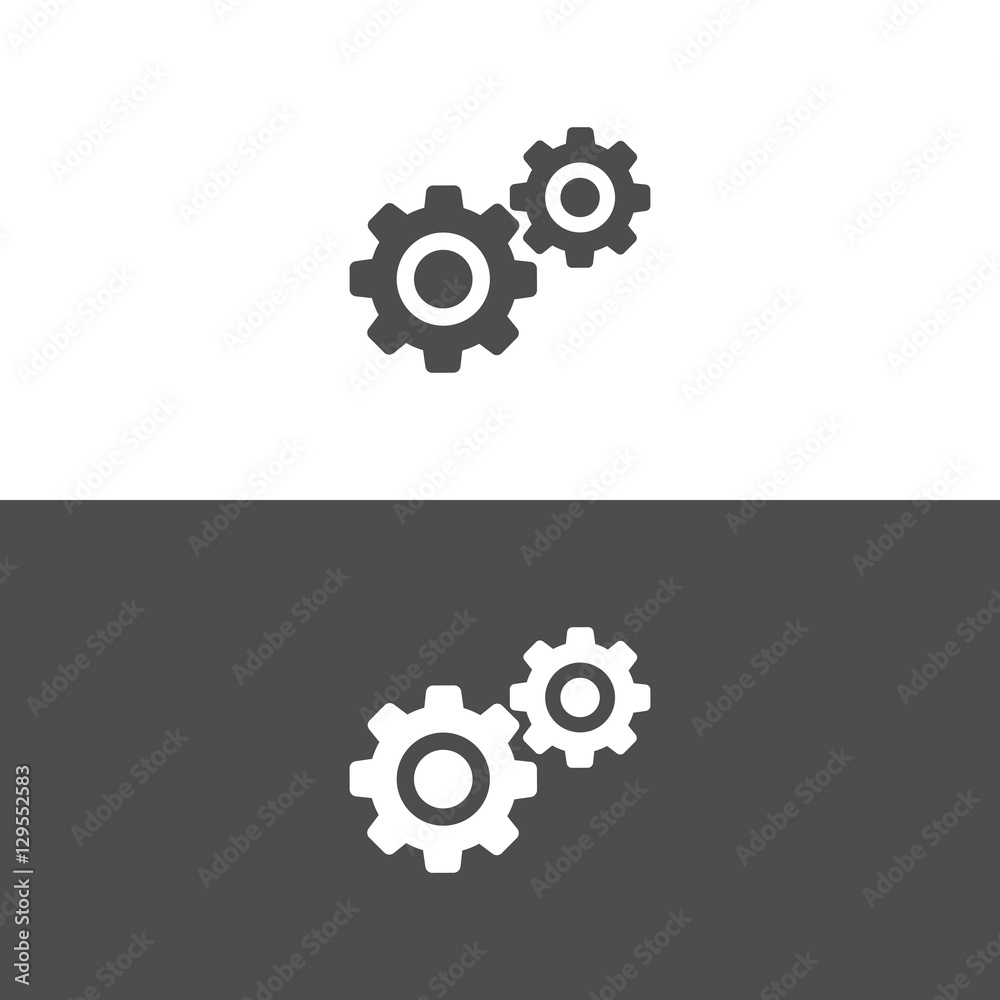 Icono engranajes sobre fondo blanco y sobre fondo oscuro Stock Vector ...