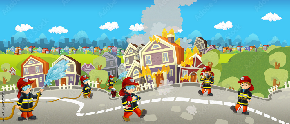 Cartoon happy and funny city scene for different usage - illustration ...