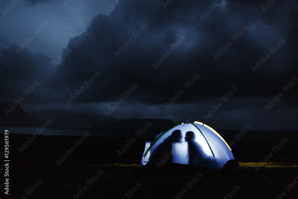 Night in tent Stock Photo | Adobe Stock