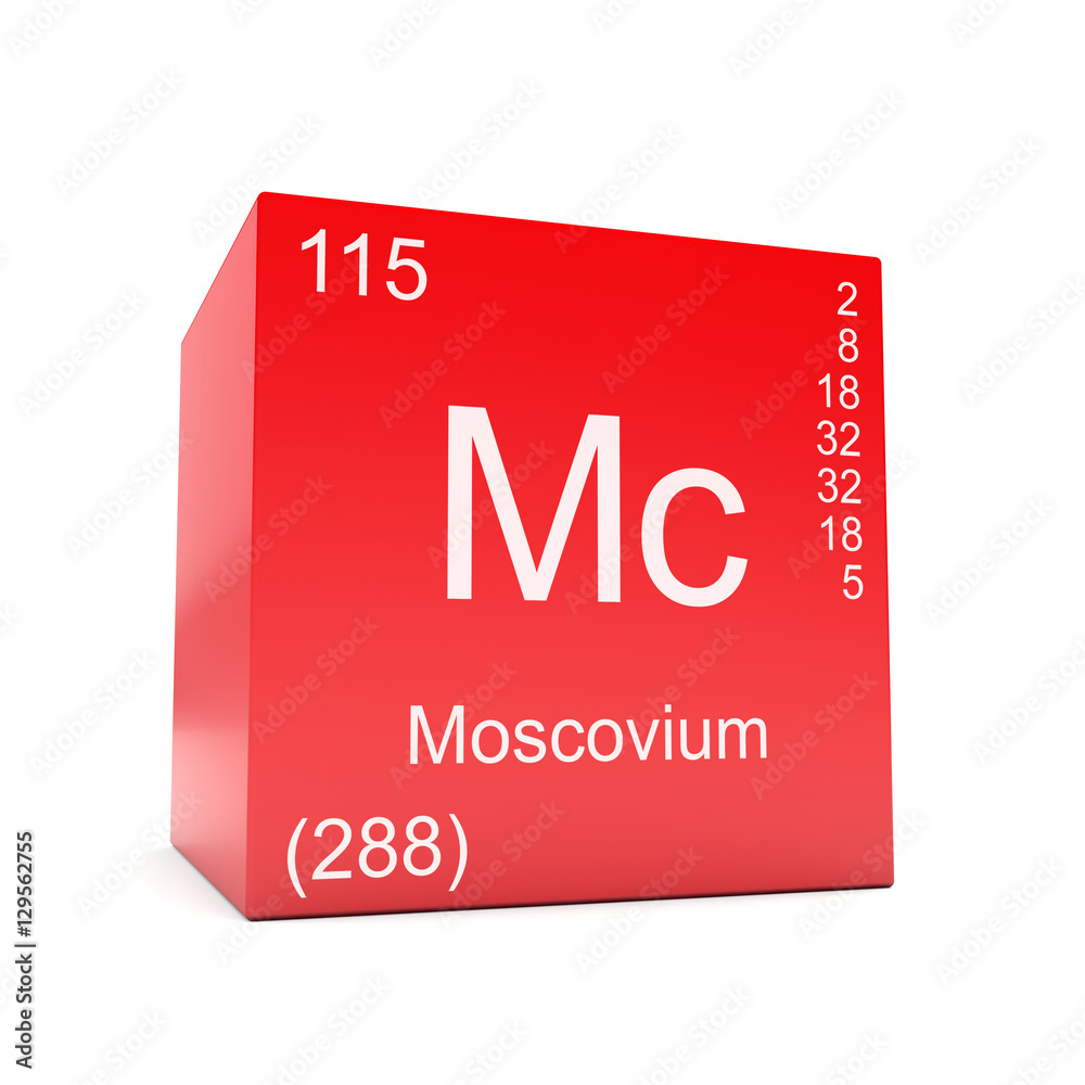 Moscovium chemical element symbol from the periodic table displayed on ...