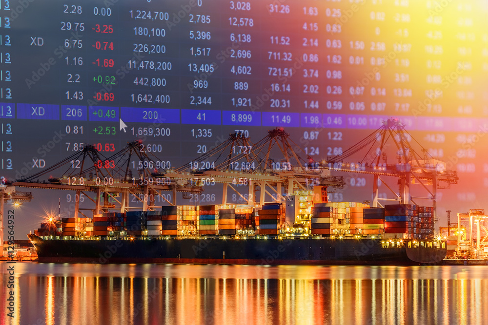 Double exposure of stocks market chart concept with International ...