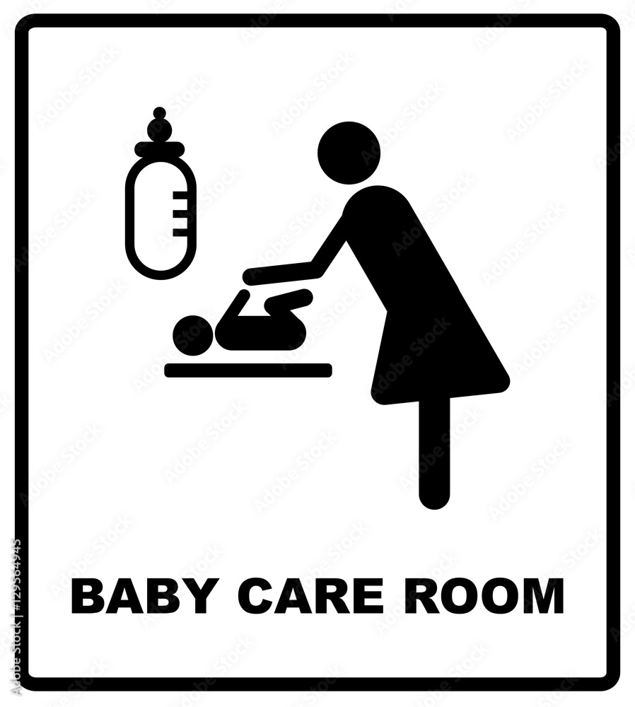 Baby care room symbol, mother room symbol isolated on white background ...