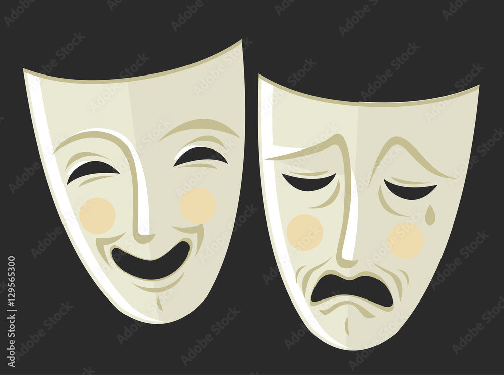 theater sad and happy masks Stock Vector | Adobe Stock