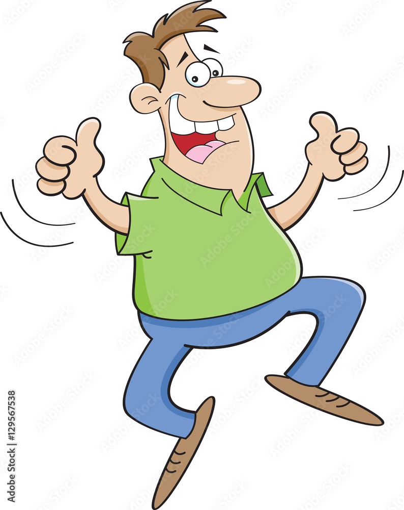 Happy Cartoon Man Jumping
