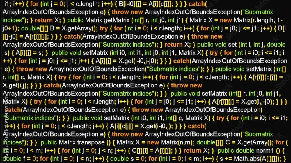Colorful Source Code Scrolling Text Animation From Public Domain Projects Use It As Is Or As A