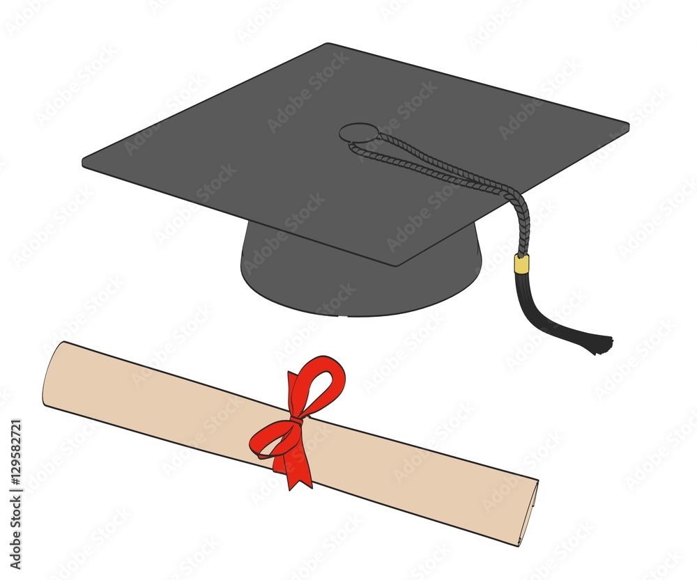 2d cartoon illustration of graduation set Stock Illustration | Adobe Stock