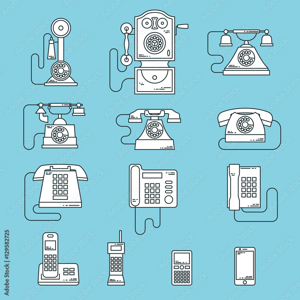 Vector illustration of evolution of communication devices from classic ...