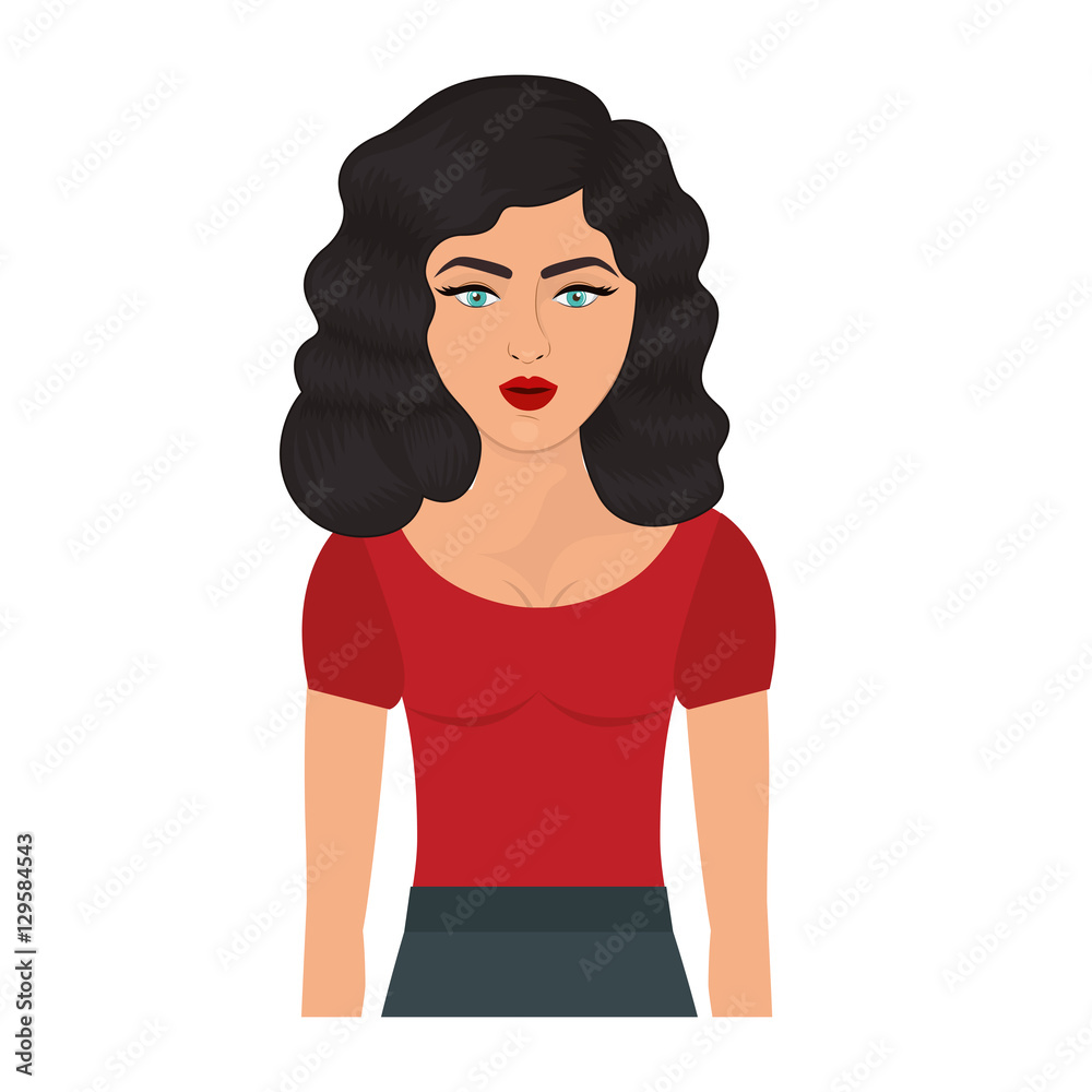 Retro woman cartoon icon. Girl vintage beautiful classic and fashion ...