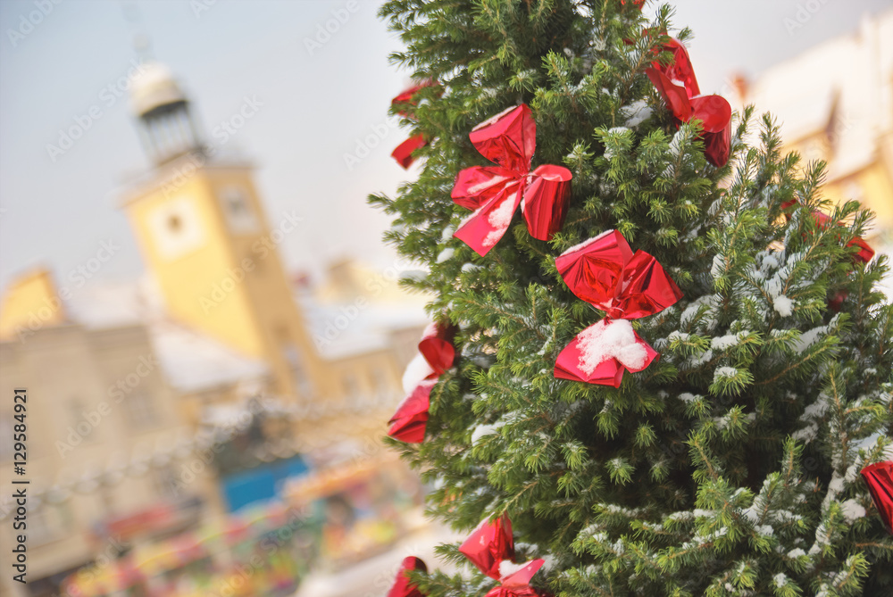 Large outdoor Christmas tree in Rybnik Poland Stock Photo | Adobe Stock