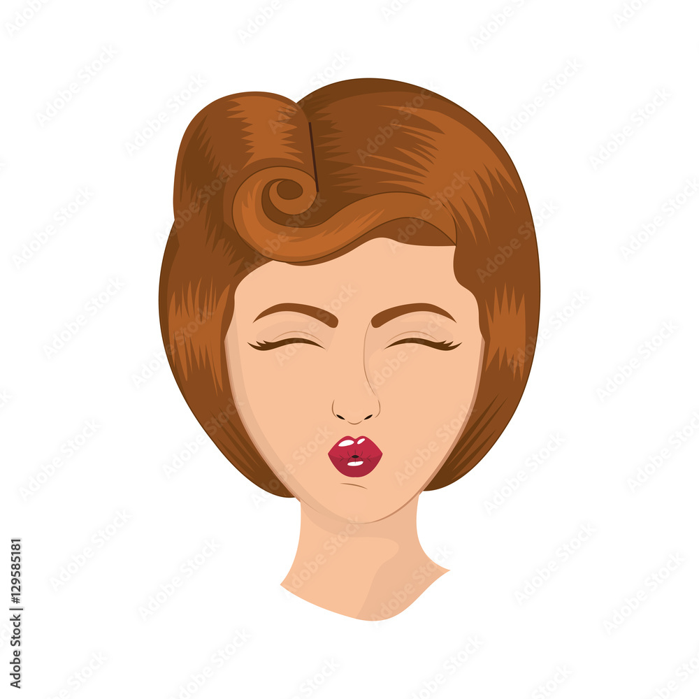 Retro woman cartoon icon. Girl vintage beautiful classic and fashion ...