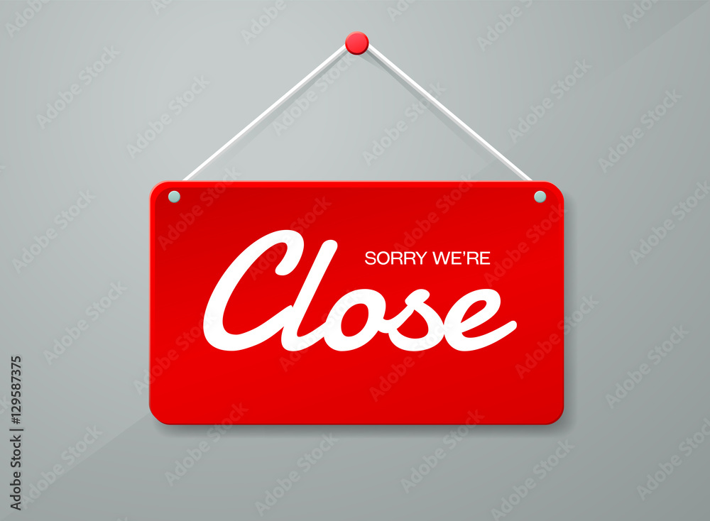 Vector close door sign. Label with text in flat style. Vector il Stock ...