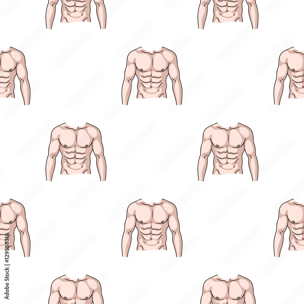 Muscular torso icon in cartoon style isolated on white background ...