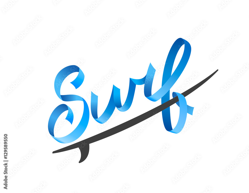 Surfing logo. Surf calligraphy, typography element, t-shirt graphics ...