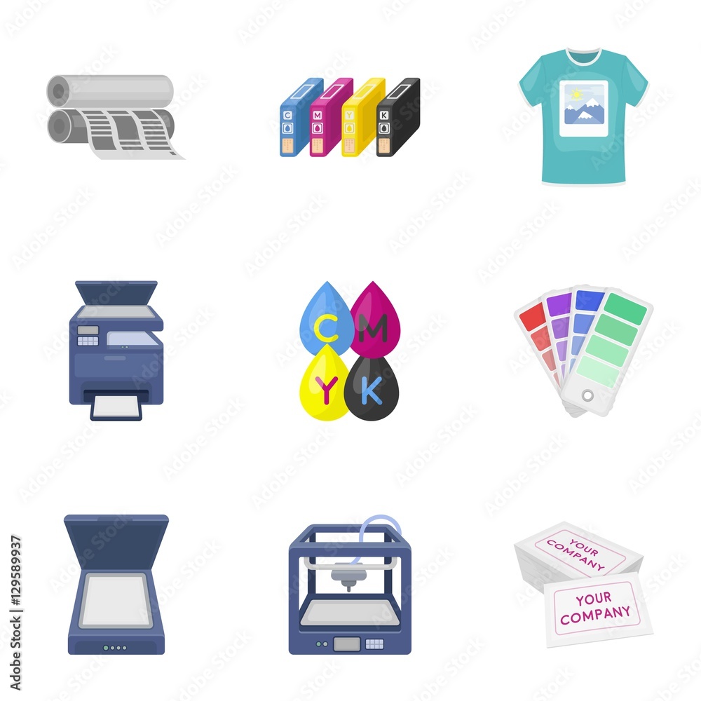 Typography set icons in cartoon style. Big collection of typography ...