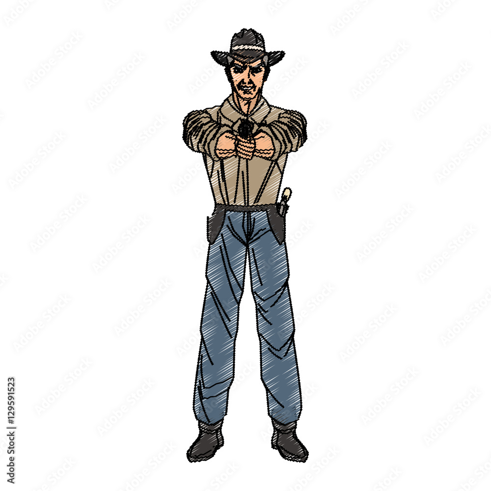 Cowboy cartoon icon. Man sheriff pop art and comic theme. Isolated ...