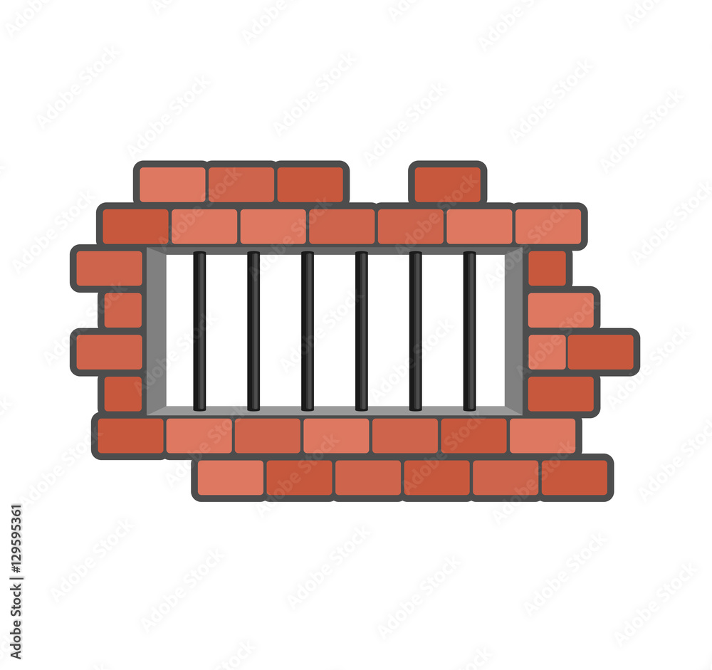Prison grill and wall. Window in prison with bars. Jail isolated Stock ...