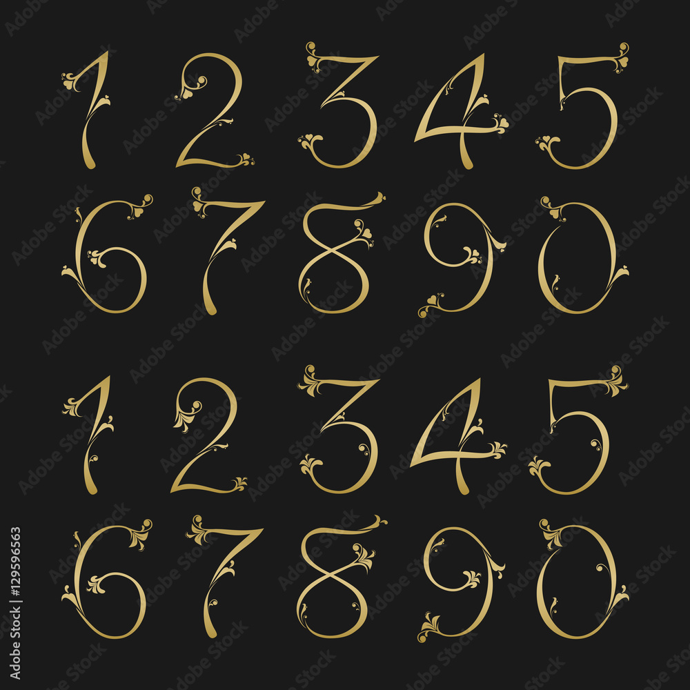 Silhouette numbers set, from one to zero Stock Vector | Adobe Stock