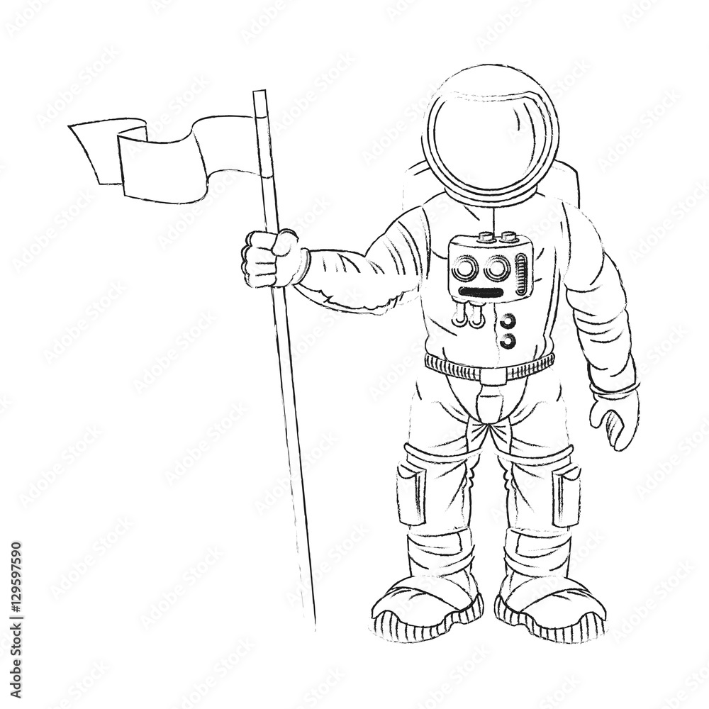 Astronaut cartoon icon. Spaceman cosmonaut pilot space and science ...