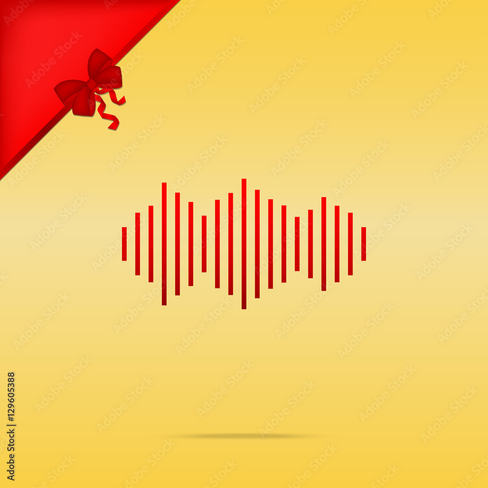 Sound waves icon. Cristmas design red icon on gold background. Stock ...