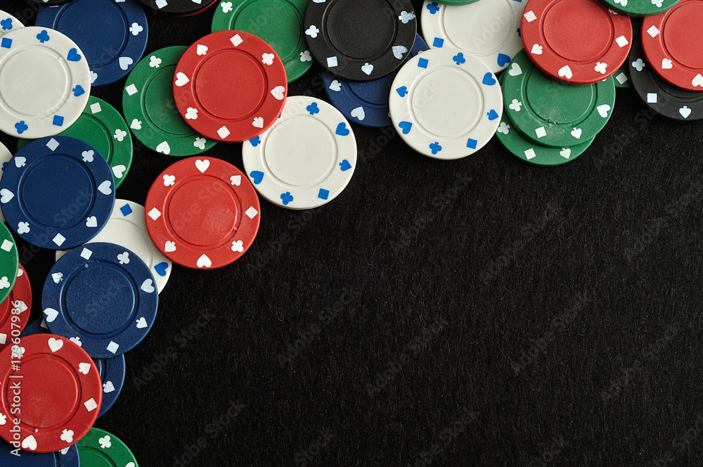 Poker chips forming a border with a black background Stock Photo ...