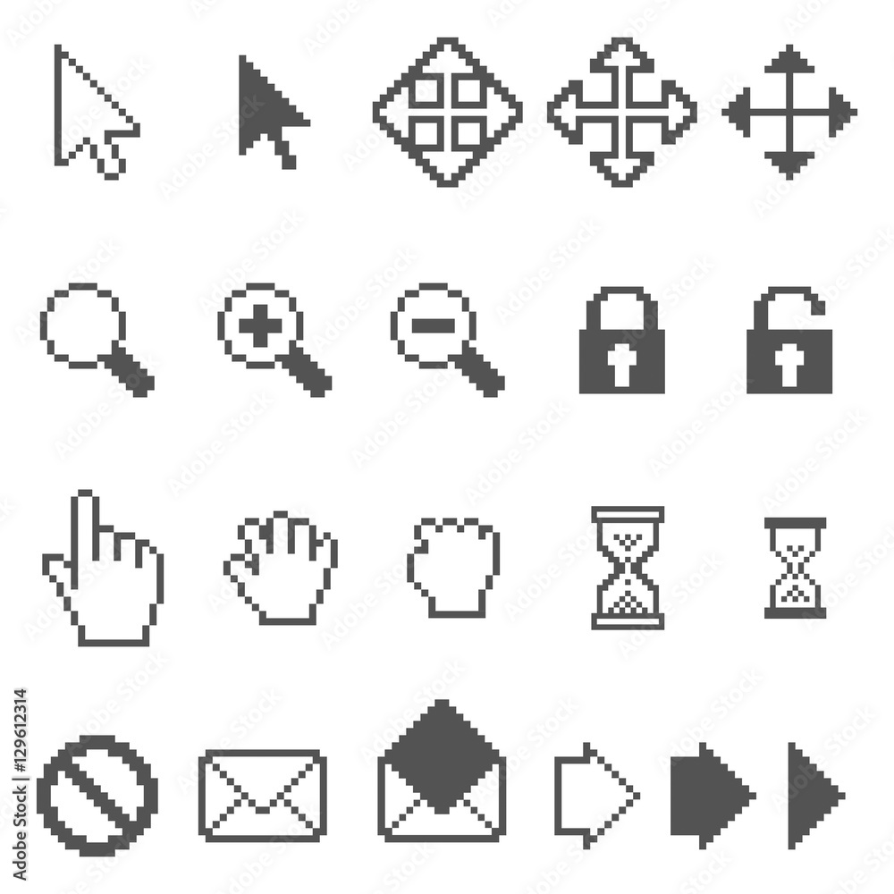 Vector collection of pixel computer icons vector de Stock | Adobe Stock