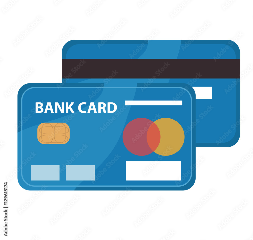 Credit card icon, flat design. Bank card isolated on white background ...