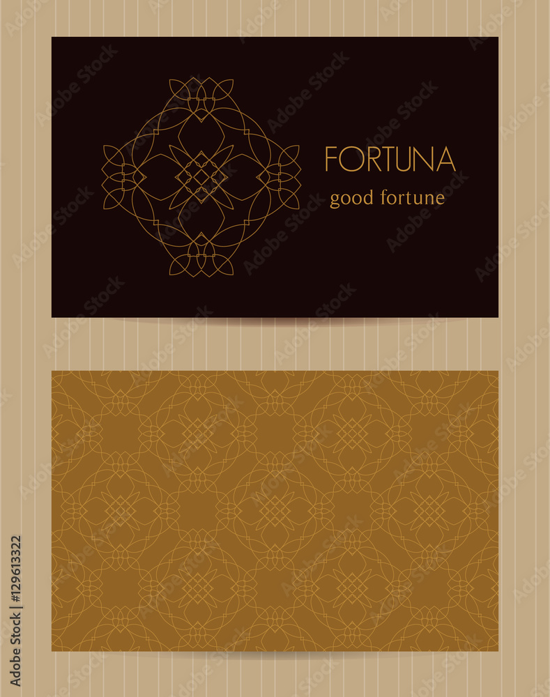Two sided business card . Ornamental design template with front and ...