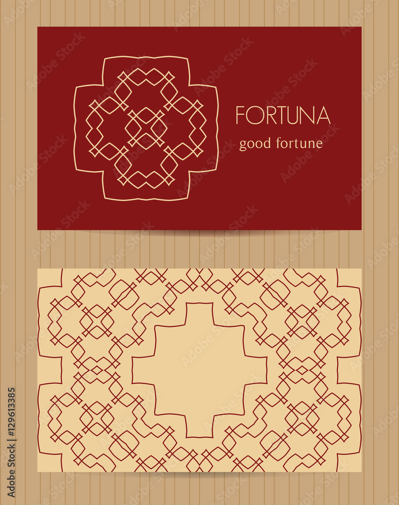 Two sided business card . Ornamental design template with front and ...